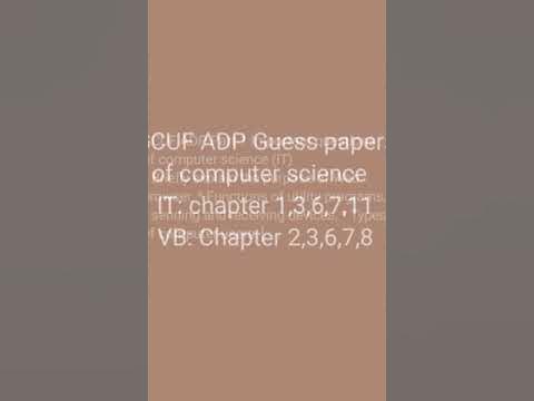 GCUF guess paper of ADP ADS ADA computer science part1.GCUF ADP computer science important ...
