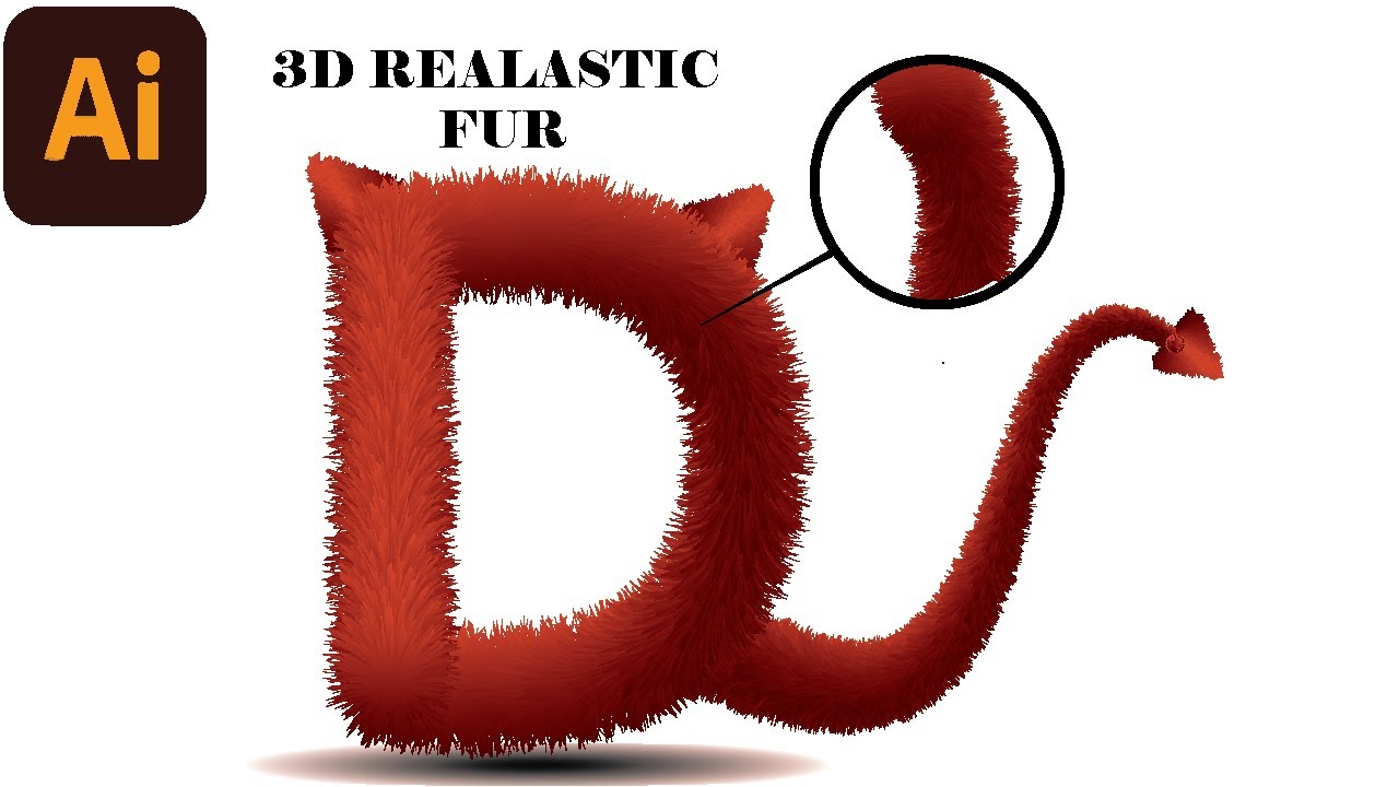 How to create 3D Realistic Fur in adobe illustrator #3dillustration # ...