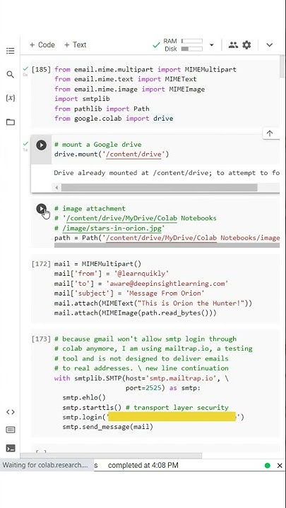 Simulate Sending Email With Python Smtp and Email Modules in Colab! #python #programming #shorts ...