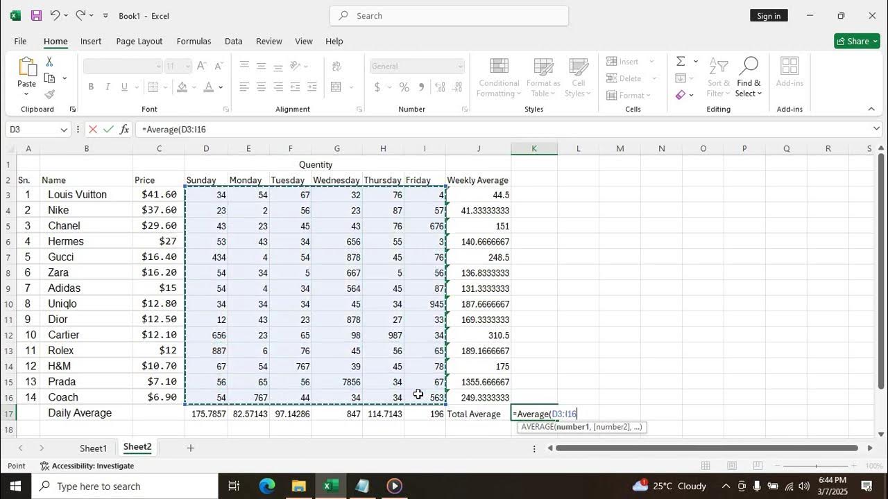 Average function in excel | Excel Formulas and Functions Tutorial | Excel Formulas and Functions ...