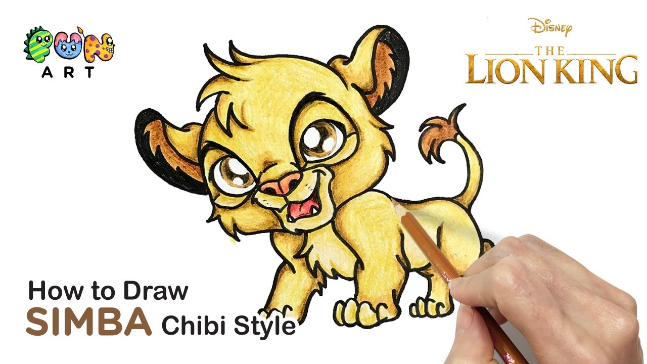 How To Draw SIMBA | THE LION KING | DISNEY | CHIBI STYLE | VERY EASY ...