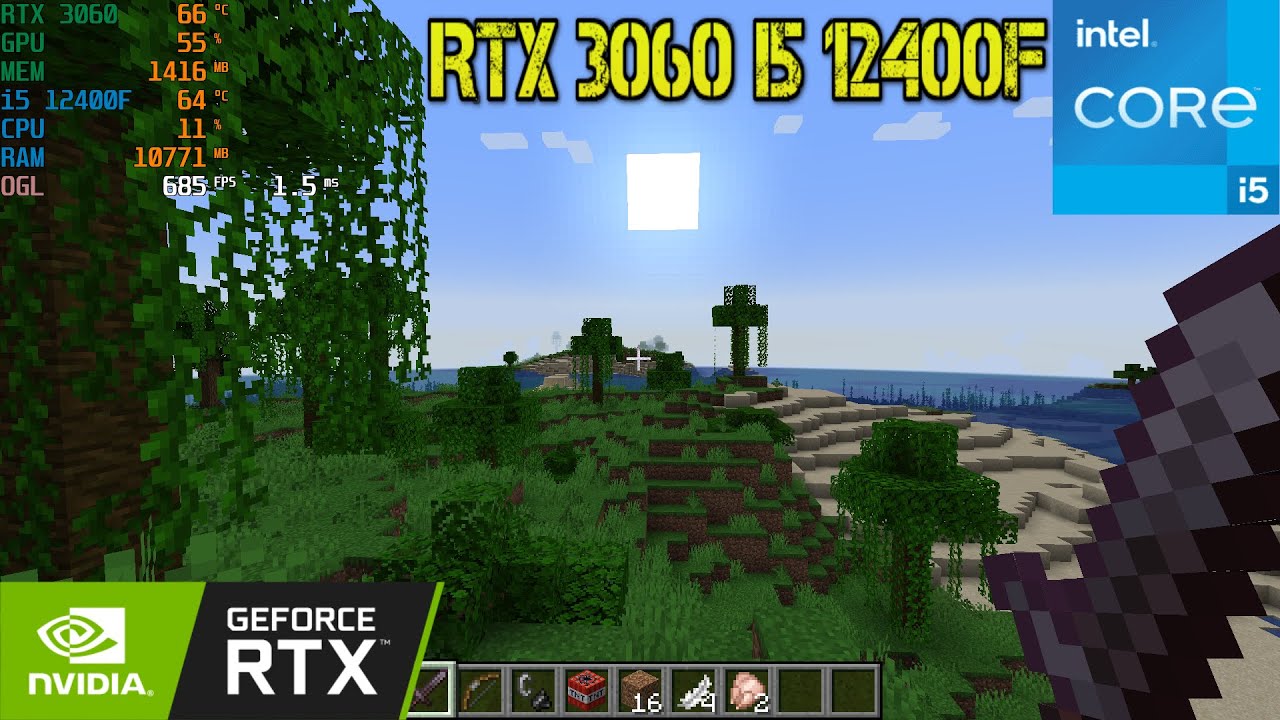 Minecraft RTX 3060 + i5 12400F - YouTube