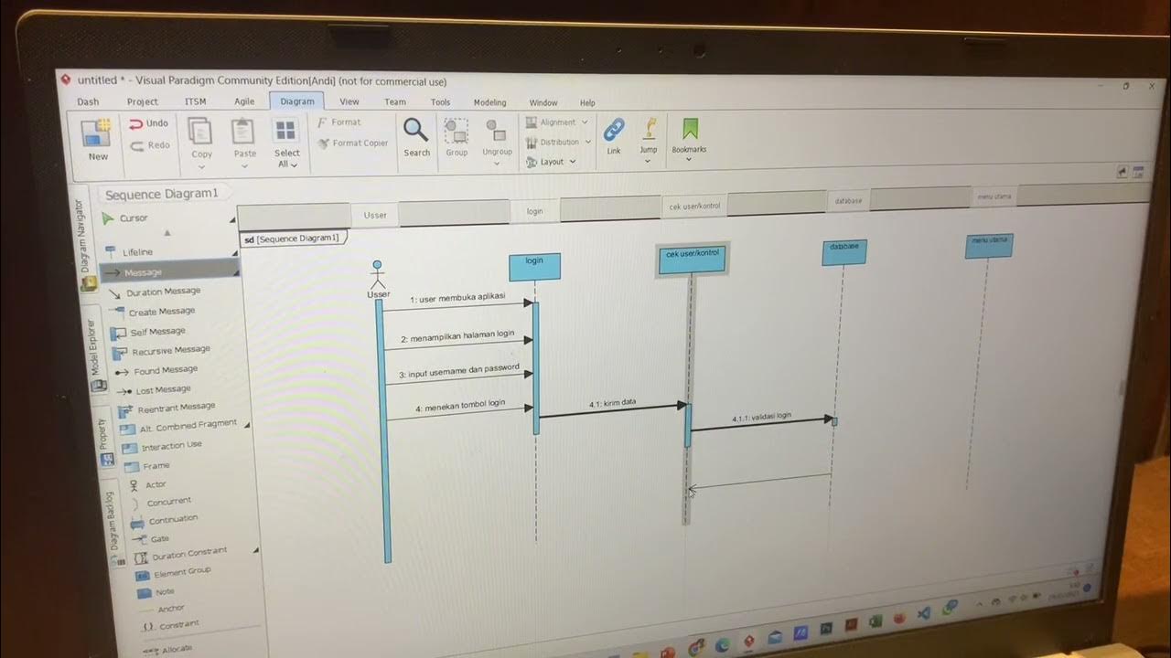 Cara membuat system login di squance diagram menggunakan visual ...