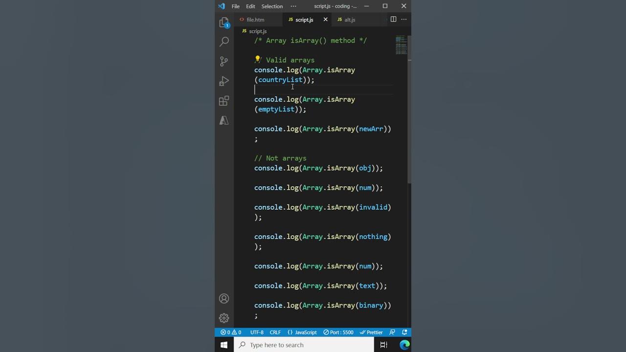 Javascript Array Isarray Method Javascript Tutorial For Beginners Youtube 