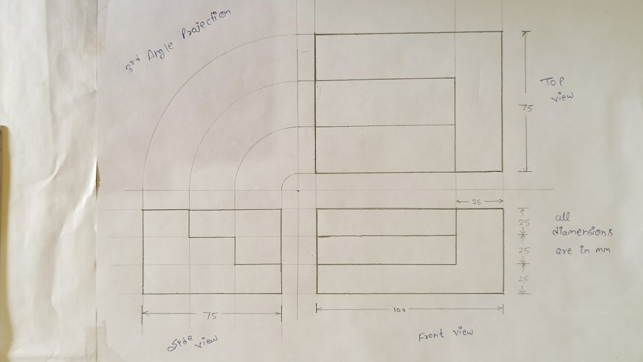 3rd angle projection Orthographics projection drawing | engineering ...