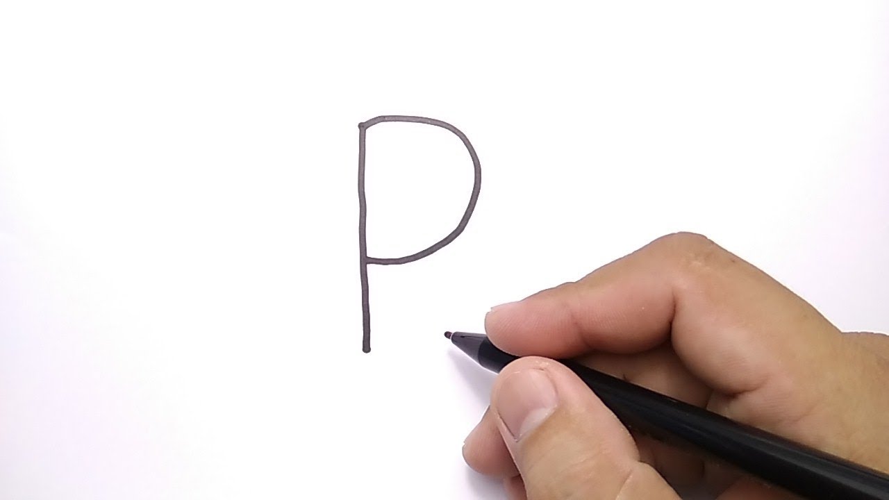 VERY EASY, how to turn letter P into CARTOON for KIDS / learn how to ...