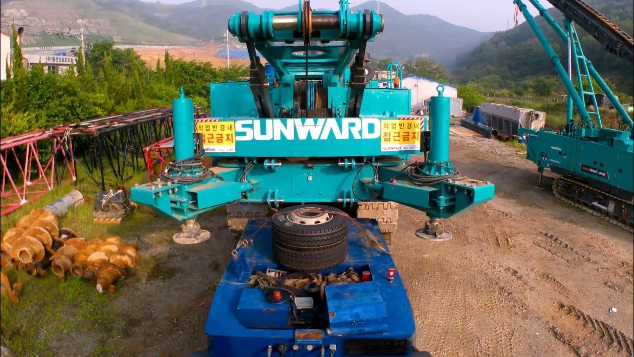 중국 선워드 680 항타기 구내운송 China SUNWARD 680 PILE-DRIVER transport #트럭커일상 #heavyhauler - YouTube
