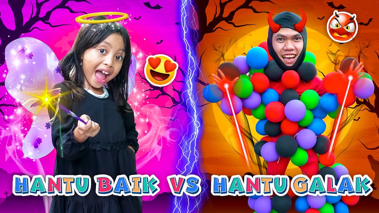 LEIKA JADI PERI BAIK VS TOMPEL JADI HANTU BALON CHALLENGE HANTU BAIK VS ...