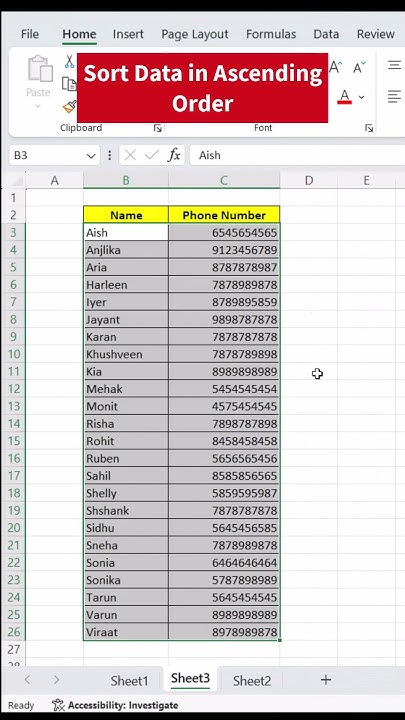 Sort Data in Ascending or Descending Order #shorts - YouTube