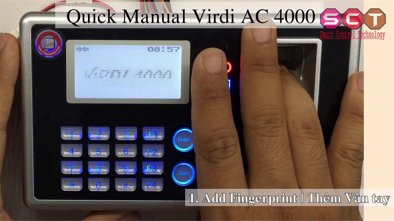 Virdi AC 4000 Quick Manual | Đăng ký vân tay, thẻ từ - YouTube