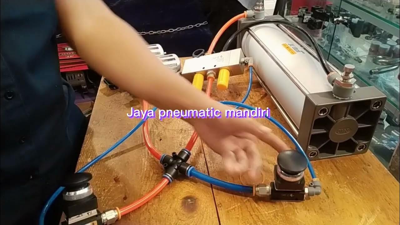 Air #cylinder pneumatic 100x500 Control Double Pilot/Push button - YouTube