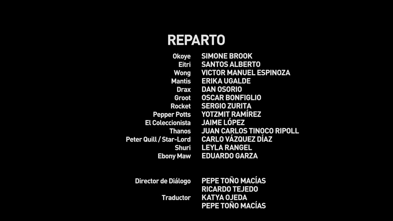 Avengers, Infinity War Créditos del Doblaje Latinoamericano - YouTube