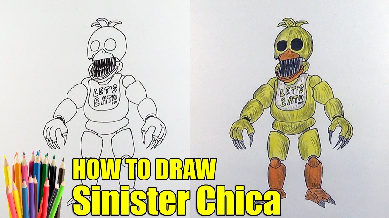 How to draw Sinister Chica, FNAF, Как нарисовать Синистер Чику, ФНАФ ...