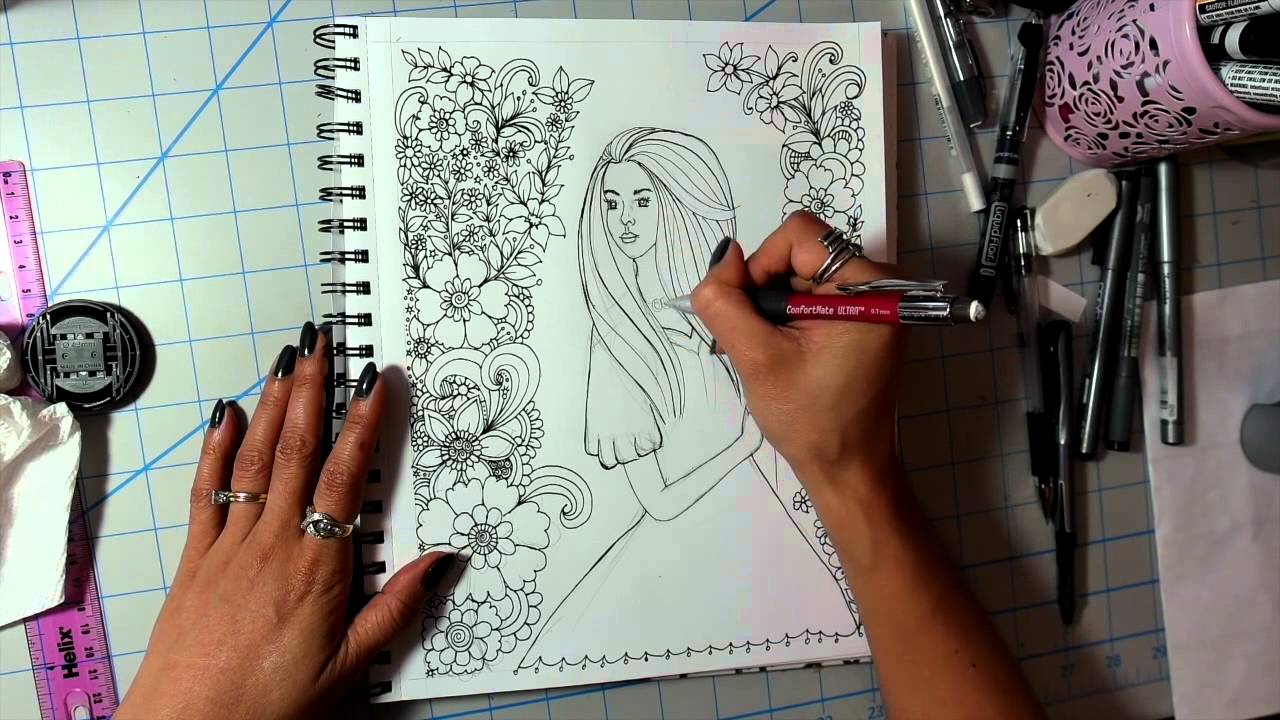 zendoodle:zentangle inspired woman face - YouTube