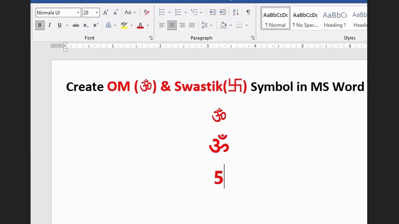 Om Symbol Text In Word