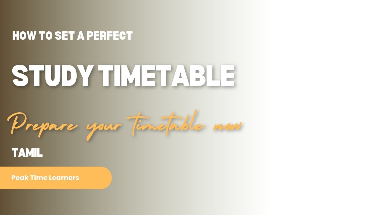 How to set a perfect study timetable in tamil - YouTube