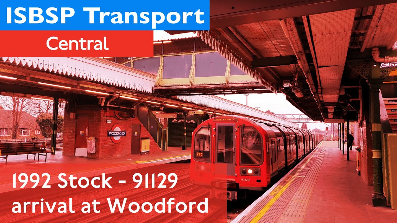 Central line, 1992 Stock - 91129 arrival at Woodford - YouTube