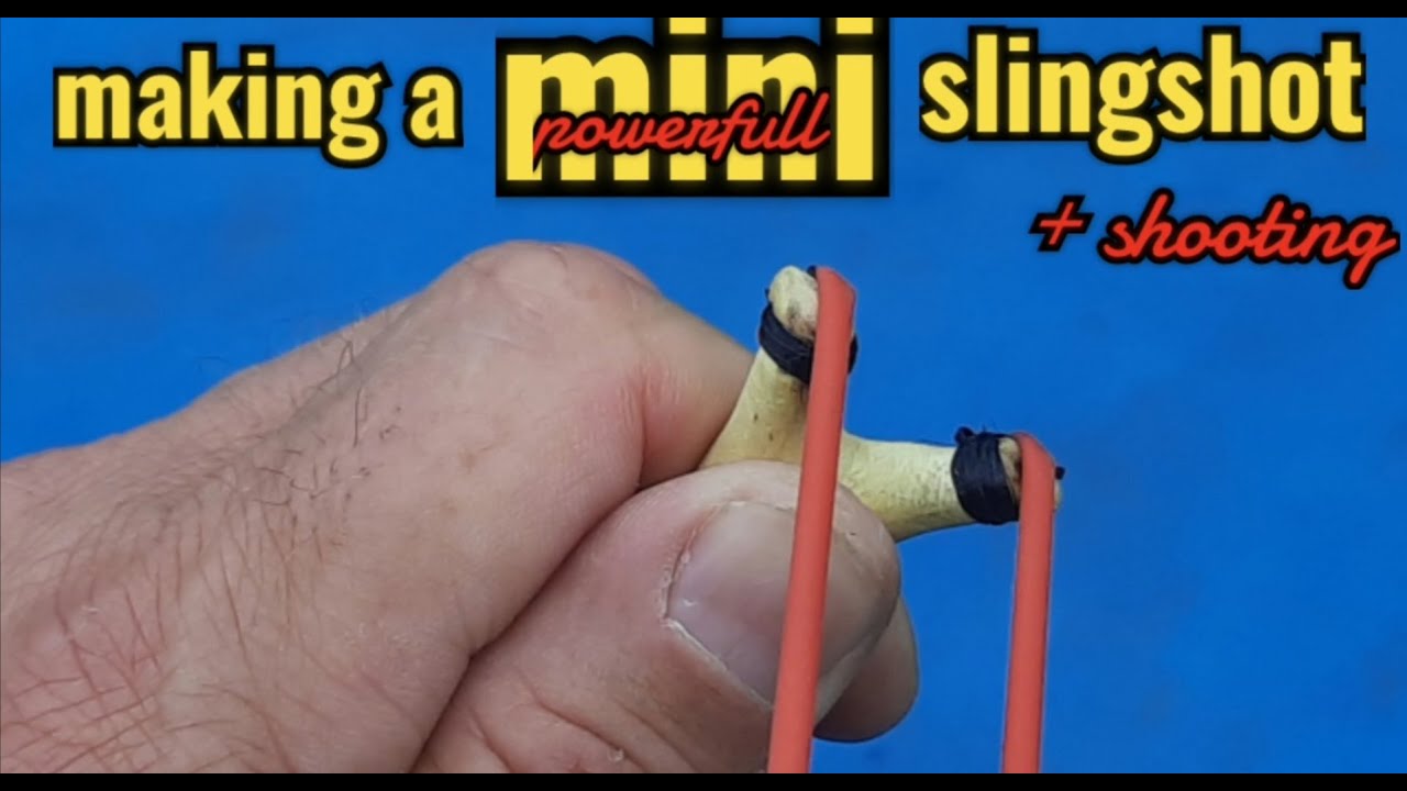 making a powerfull MINI SLINGSHOT + shooting - YouTube