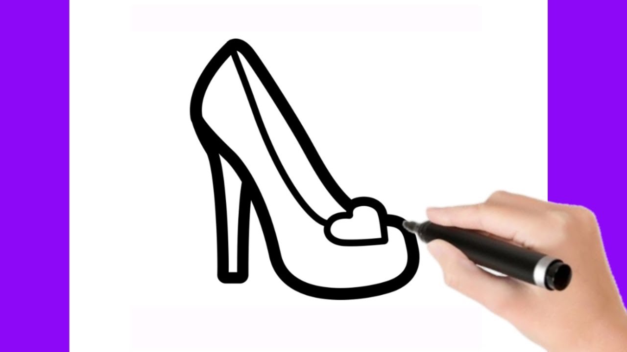 How to draw beautiful shoes drawing easy step by step for kids - YouTube