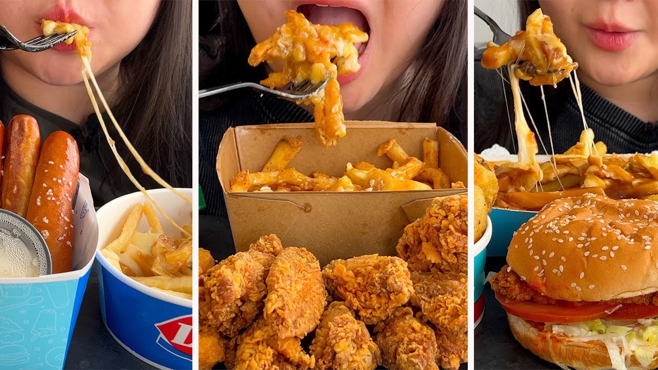 ASMR CHEESY POUTINE LOVER'S MUKBANG COMPILATION - DQ + Fat Burger ...