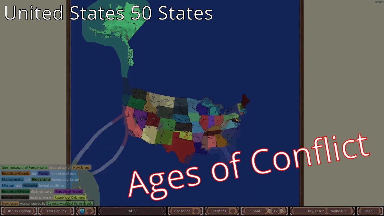 United States 50 States Timelapse - Ages of Conflict World War ...