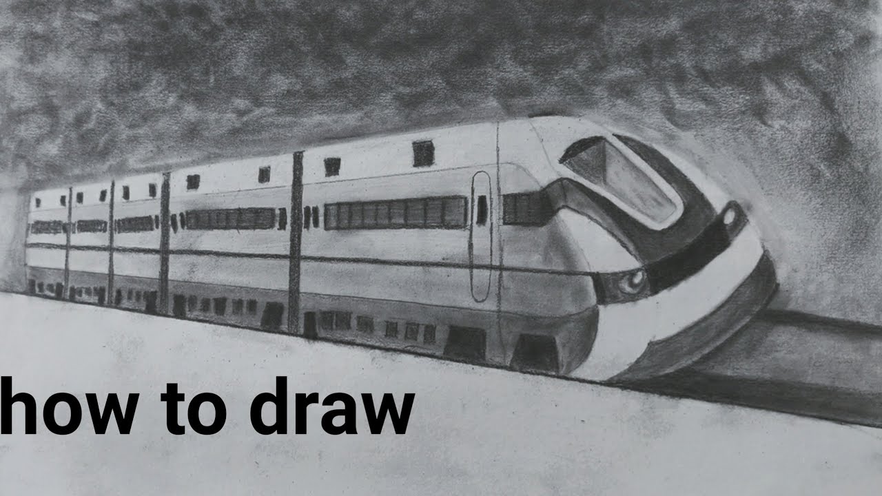 How to draw hyper realistic Indian bullet train | easy pencil drawing ...