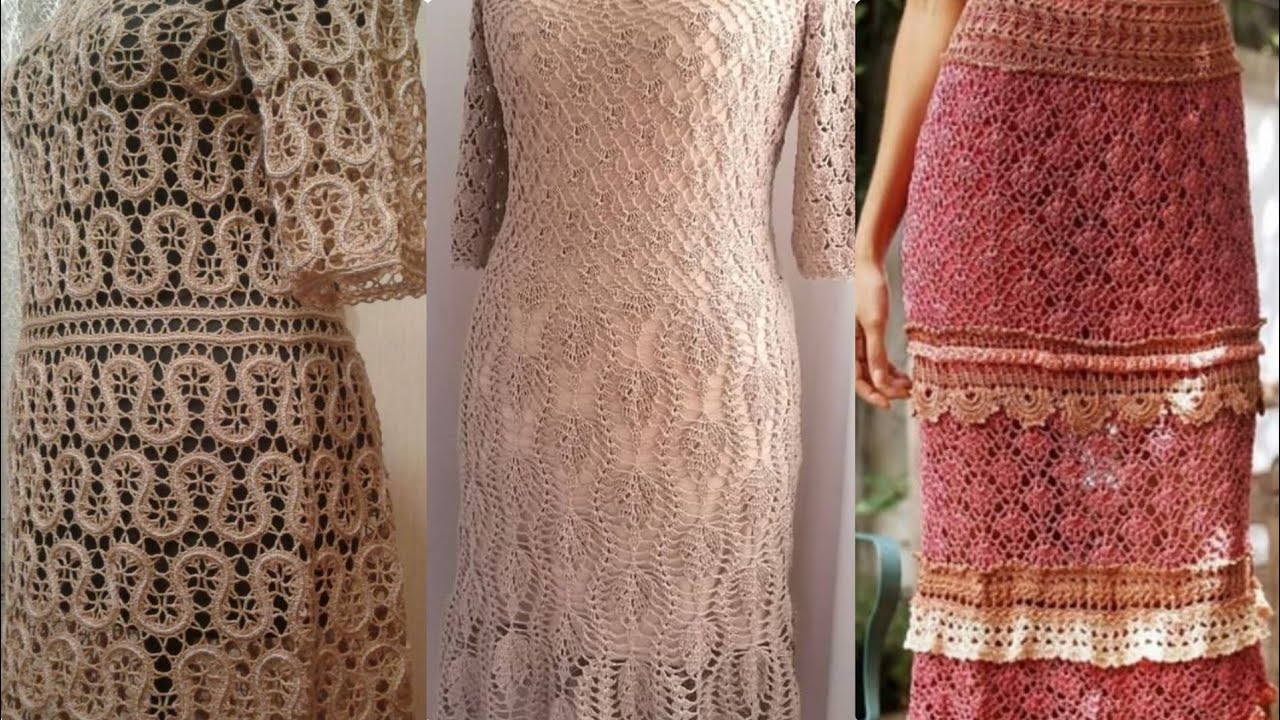 very Creative crochet work handknit dresses design beautiful short ...