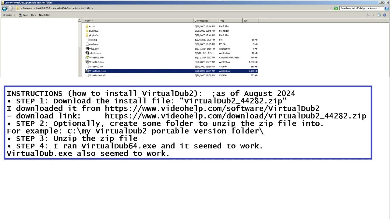 How to Install VirtualDub 2 vs. VirtualDub 1 - supports AVI MOV MP4 H264 - VirtualDub2 20 Update ...