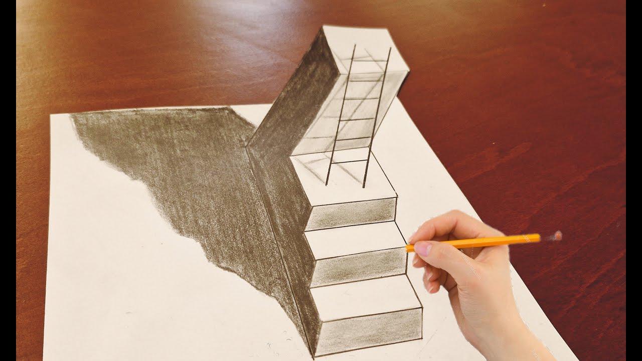 3D drawing stairs on paper for beginners ,easy 3D drawing - YouTube