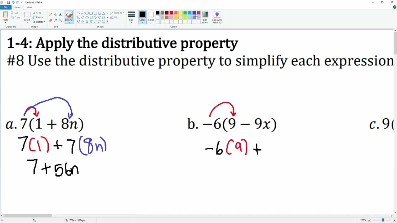 1-4: Apply the distributive property #8 - YouTube
