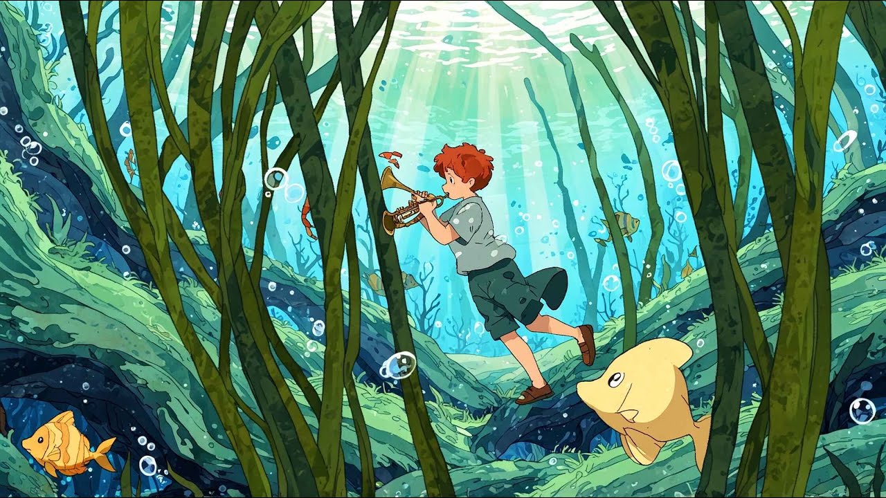 Ghibli Ocean Sanctuary 🌊 Coral Reefs, Dolphins & Turtle Meadows ...
