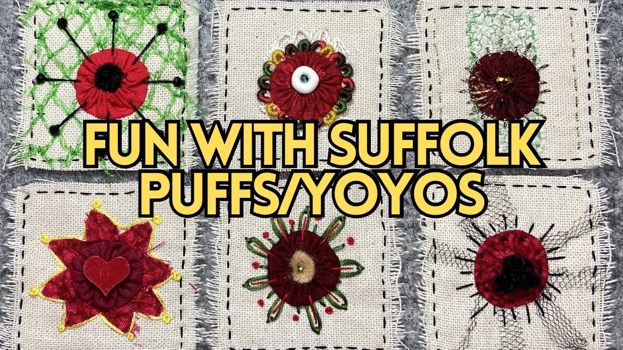 Fun Stitched Art Using Scrap Fabric - Suffolk Puffs/YoYos - #embroidery ...