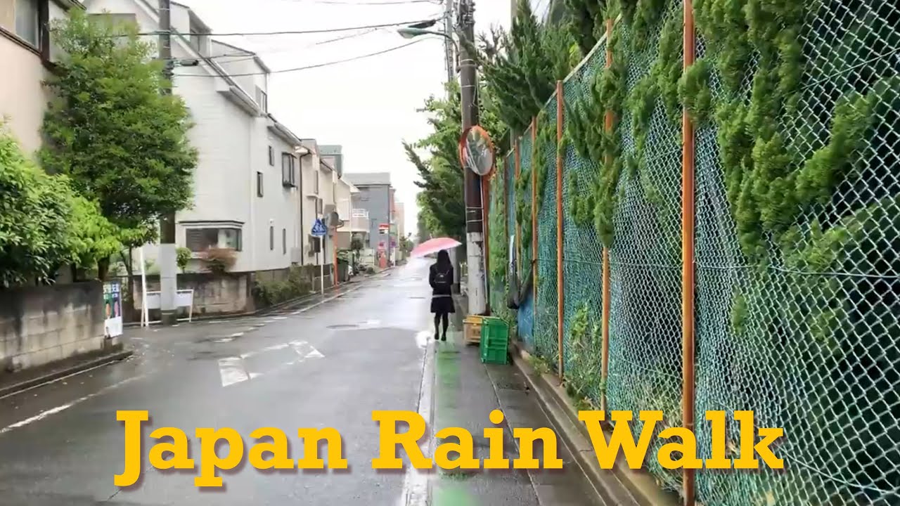 Japan Rain Walk 2019.04.30 Suburb Maze of Houses Tokyo Storm Relaxation ...