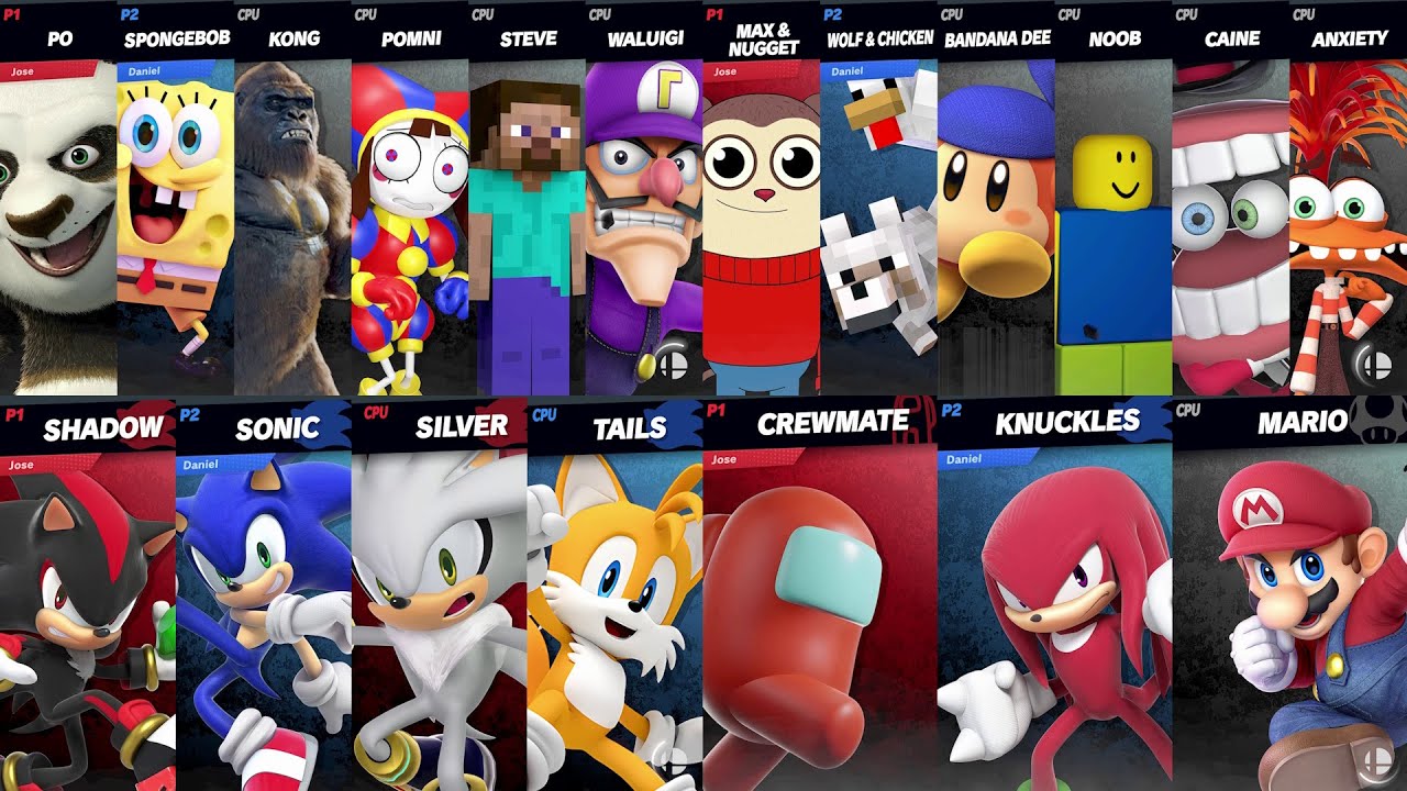 Sonic vs Shadow | Steve vs Waluigi | Among Us vs Mario vs Knuckles in ...