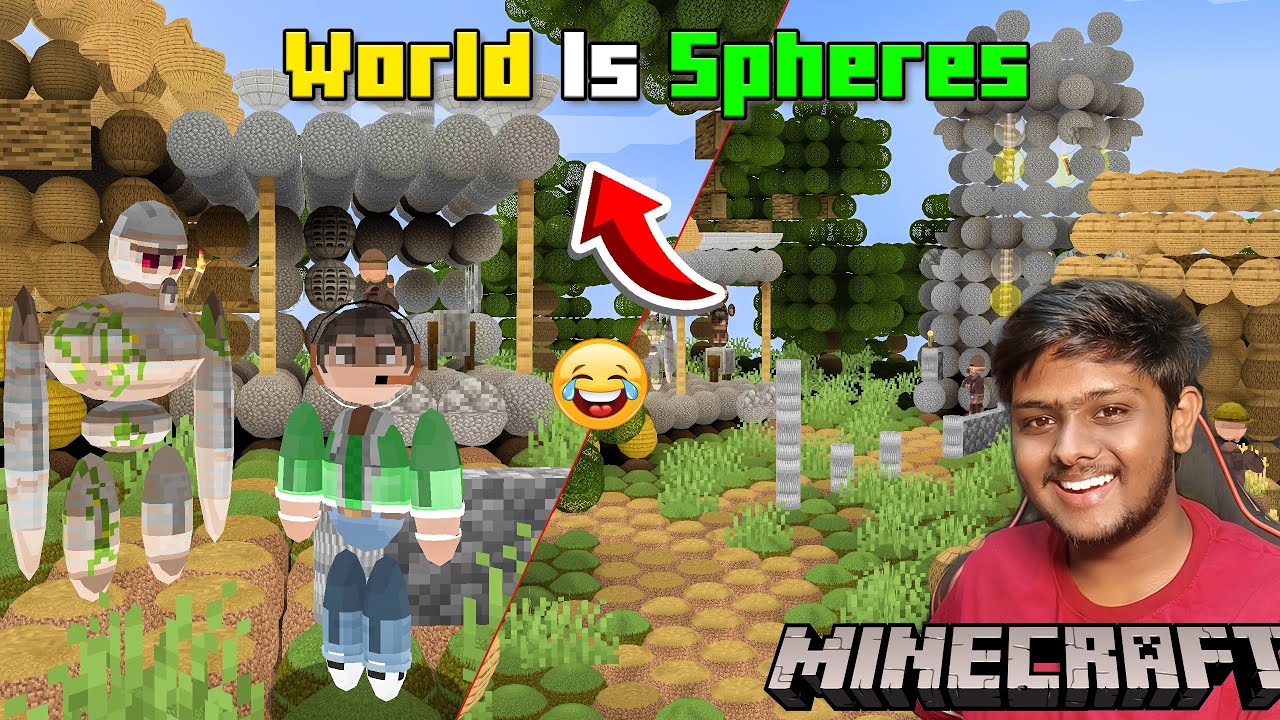 Minecraft But World Is Spheres | Minecraft In Telugu | GMK GAMER - YouTube