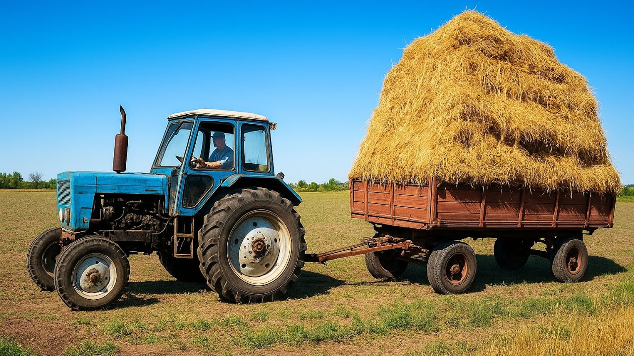 Adult Tetris – Stacking Heavy Hay Bales by Hand Farm / Village - YouTube