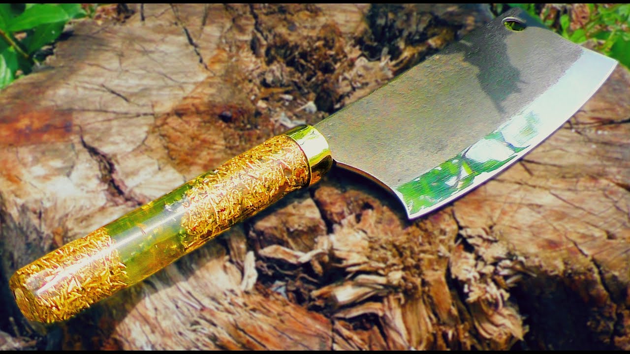 KNIFE MAKING – CLEAVER With Amazing Epoxy Resin Handle - YouTube