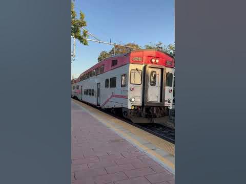 Caltrain Unusual Bombardier Set in Local Service 131 Lead by Cab Car 120 Arriving at Menlo Park ...
