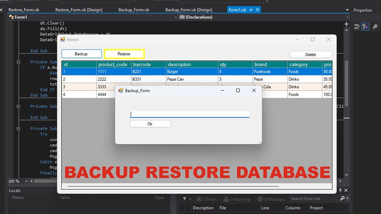 VB.Net Tutorial - Backup MySql Database Restore | ChesterTECH - YouTube