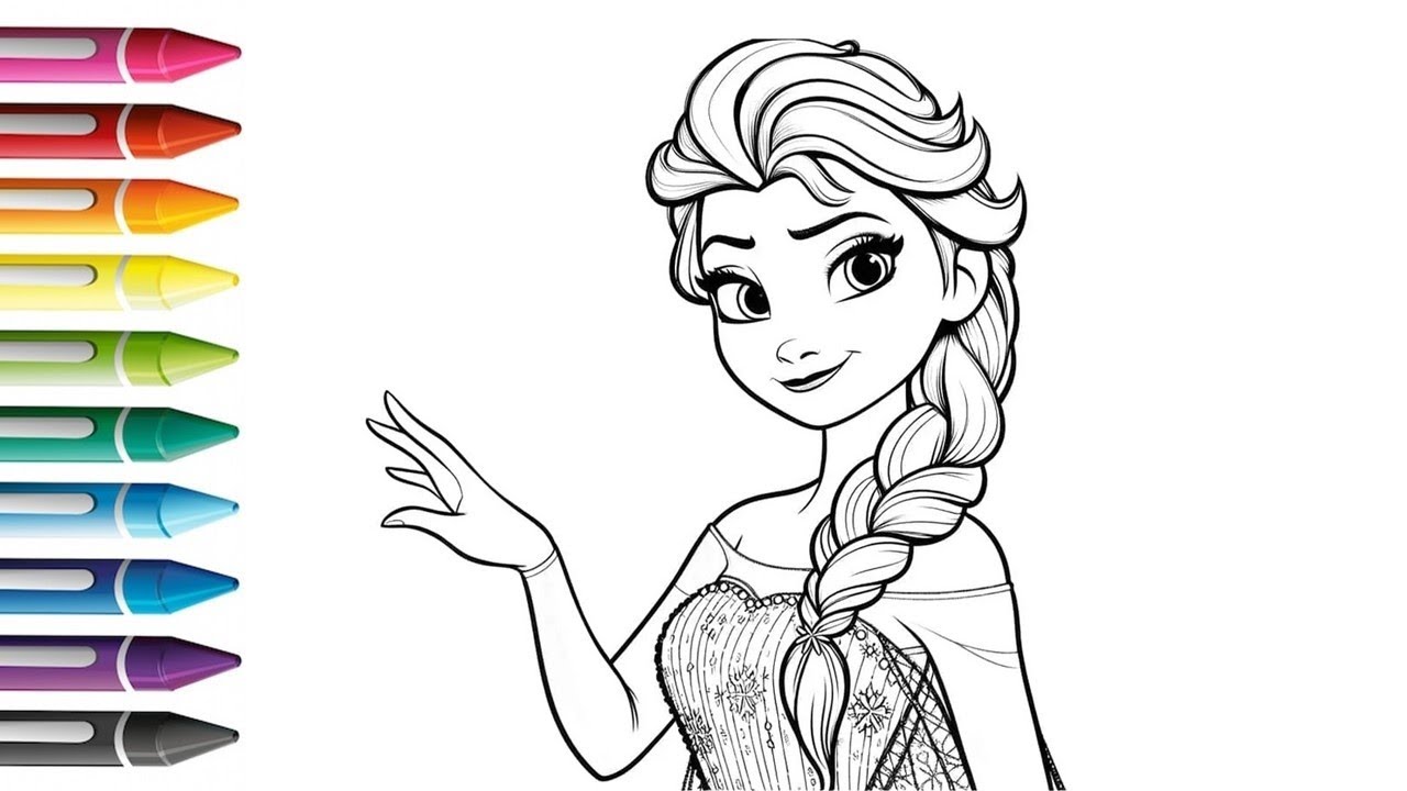 How To Draw Elsa Frozen , Beautiful Elsa Drawing & Coloring For Kids ...