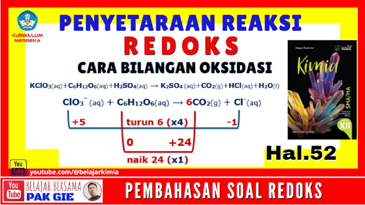 Setarakan reaksi redoks:KClO3 + C6H12O6 +H2SO4 K2SO4 + CO2 + HCl + H2O ...