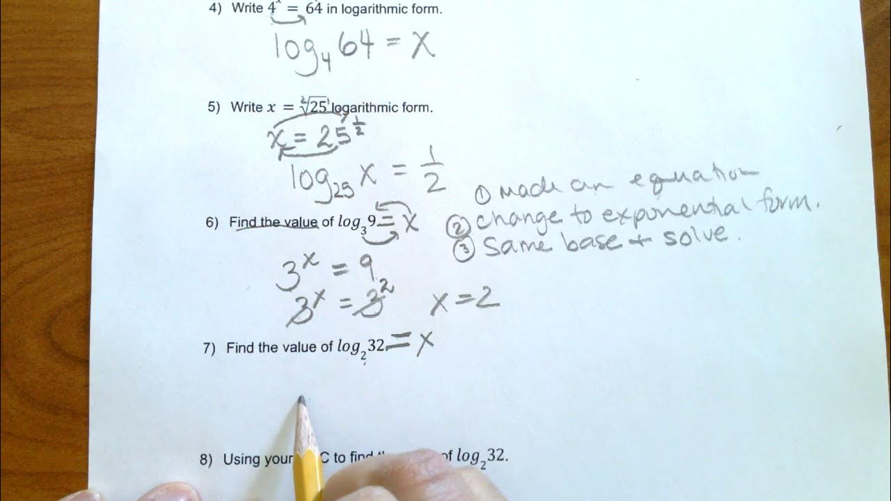 Transforming Between Exponential and Logarithmic Equations - YouTube