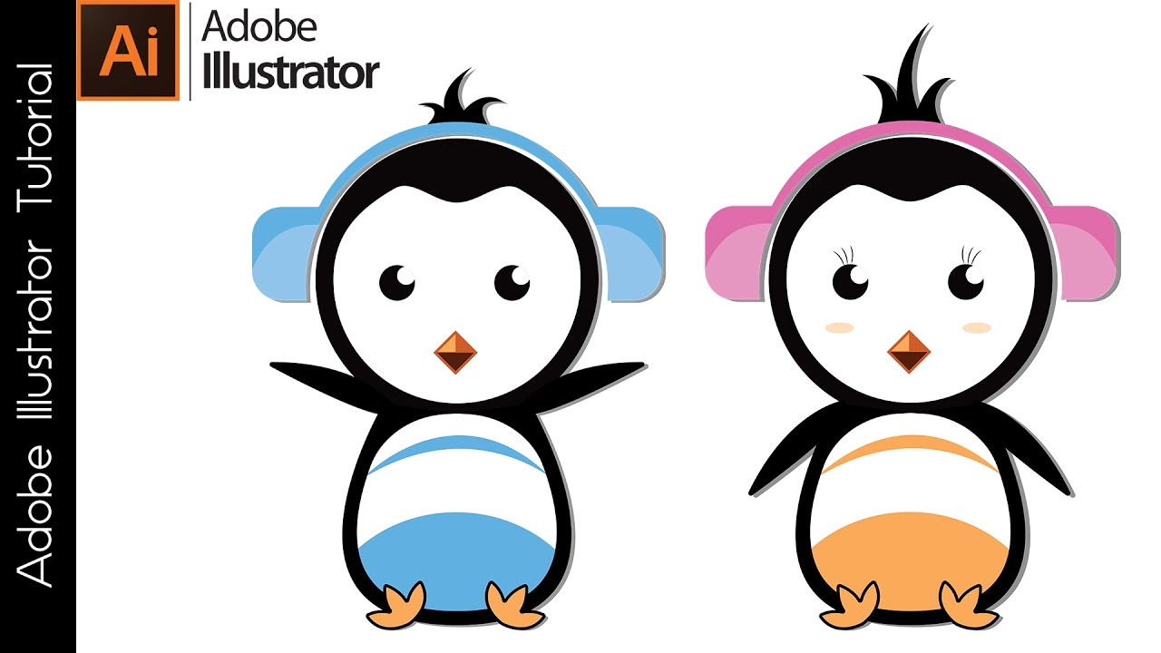 Little Penguin Flat Design in Illustrator [ TUTORIAL ] - YouTube