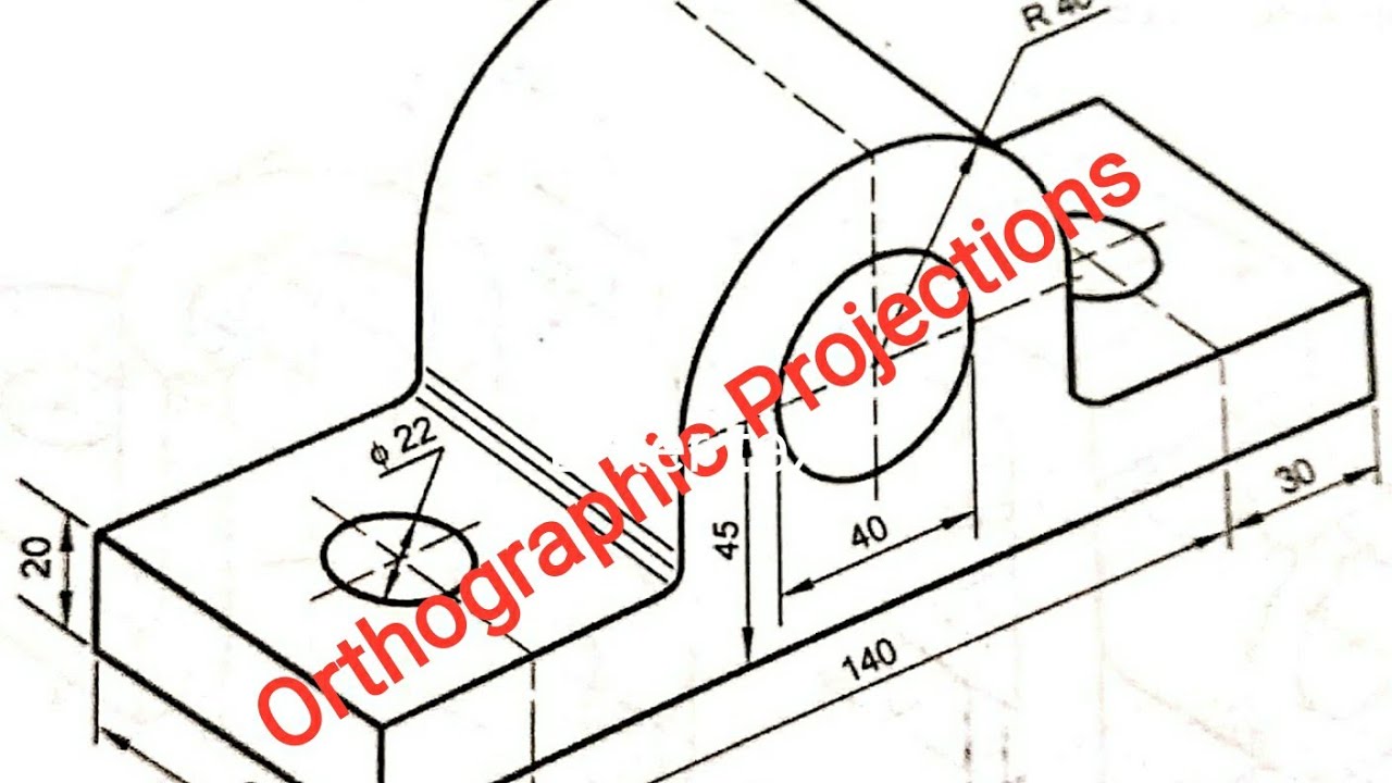 Orthographic projections in Engineering Drawing (Example -3) - YouTube