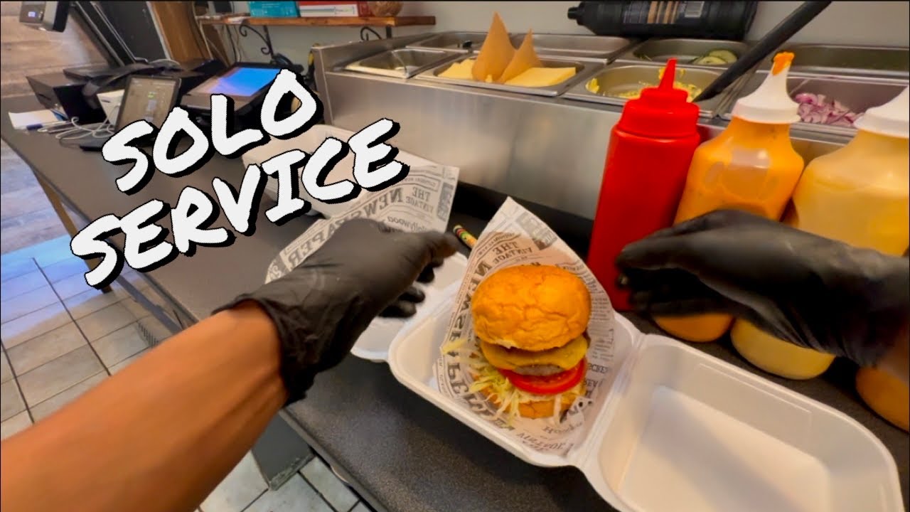 POV COOKING: 40 minutes of SOLO BURGER MAKING 🍔🍔🍟 | Sunday In The Shop ...