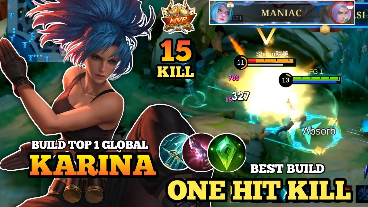 15 kill + MANIAC!! Karina Sky Piercer One Hit Kill New best build ...