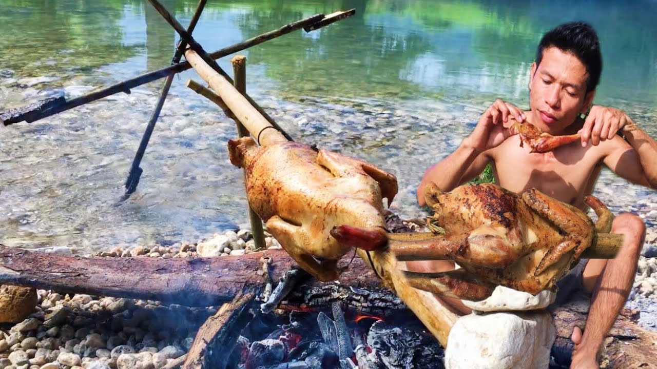 Unbelievable Survival Skills | Roasted Native Chicken - YouTube