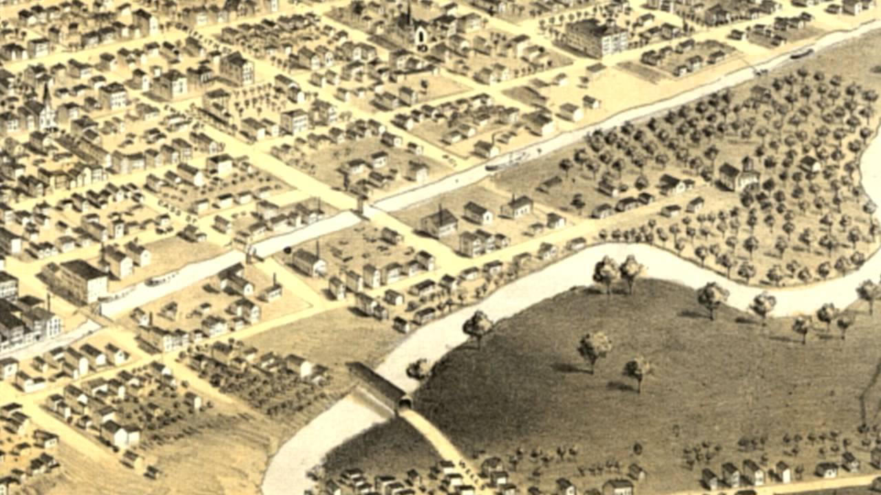 Fort Wayne Indiana 1868 Panoramic Bird's Eye View Map 6606 - YouTube