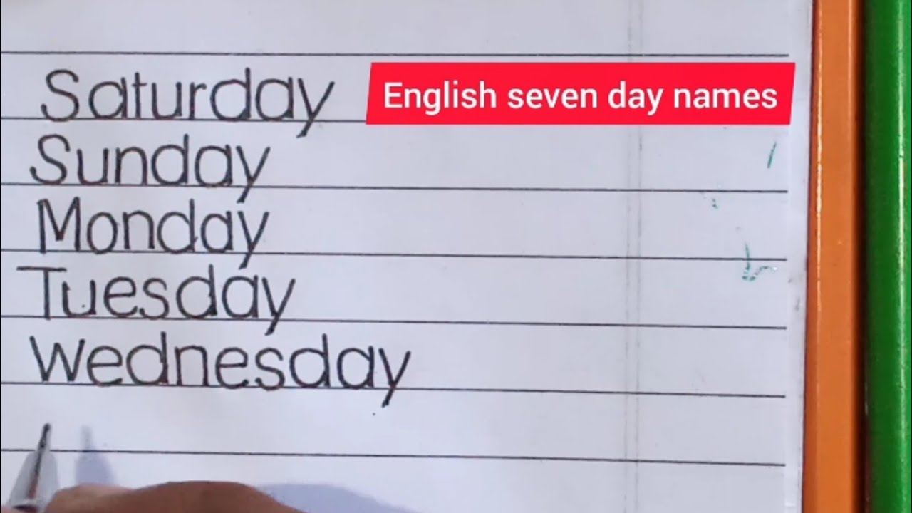 English Seven Day Names | Riaz Calligraphy | 7 Days Name - YouTube