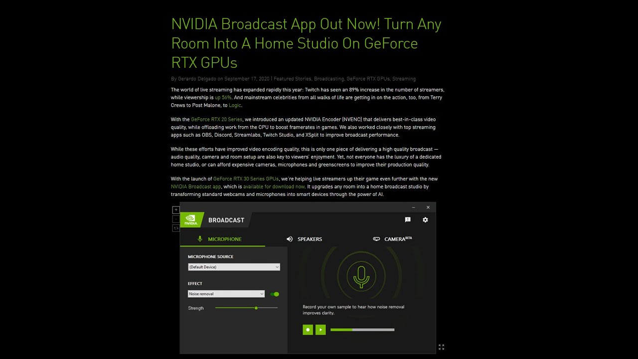 엔비디아 노이즈 캔슬링 소프트웨어 (Nvidia Noise Broadcast ) - YouTube